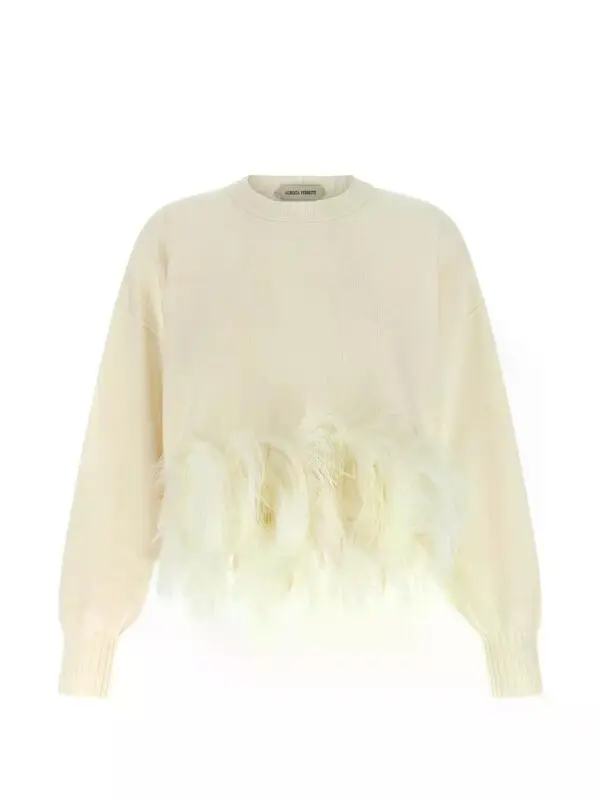 Alberta Ferretti Feather-embellished Cropped Sweater