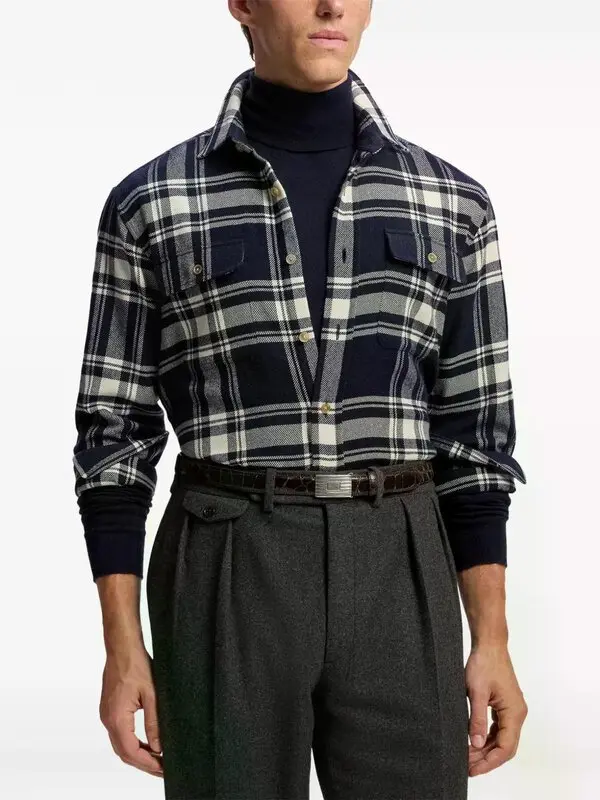Ralph Lauren Purple Label Cooper Check-pattern Flap-pocket Cotton Shirt