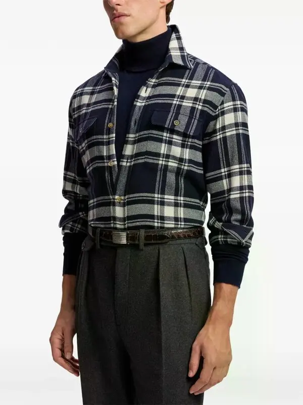 Ralph Lauren Purple Label Cooper Check-pattern Flap-pocket Cotton Shirt