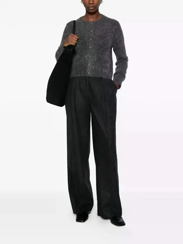 Soft Goat Brushed-finish Button-up Cardigan