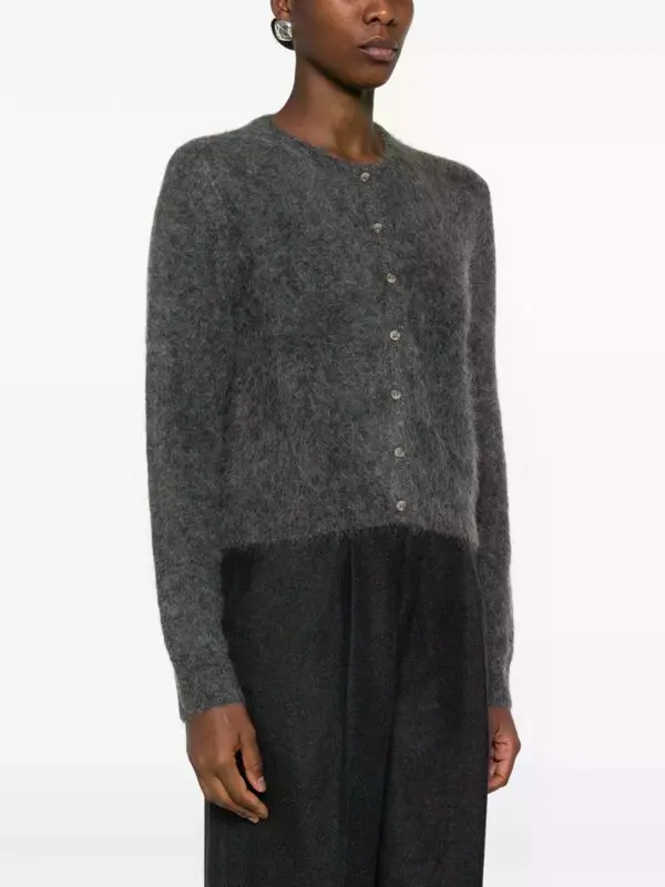 Soft Goat Brushed-finish Button-up Cardigan