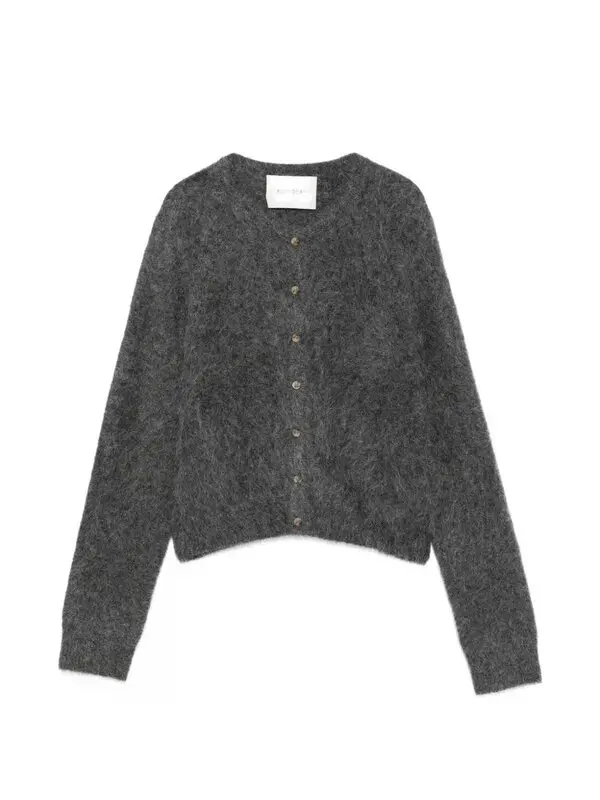 Soft Goat Brushed-finish Button-up Cardigan - Grey