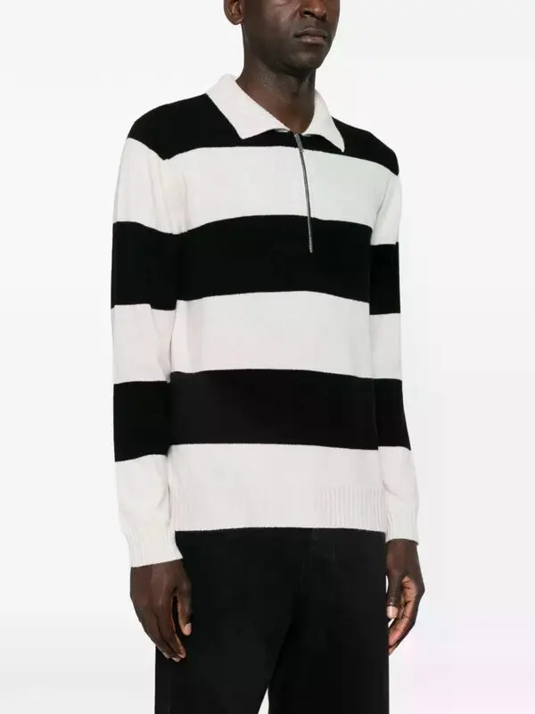 Alpha Studio Striped Quarter-zip Sweater