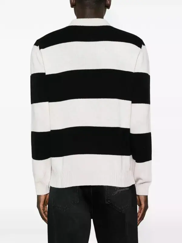Alpha Studio Striped Quarter-zip Sweater