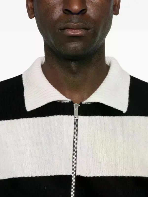 Alpha Studio Striped Quarter-zip Sweater