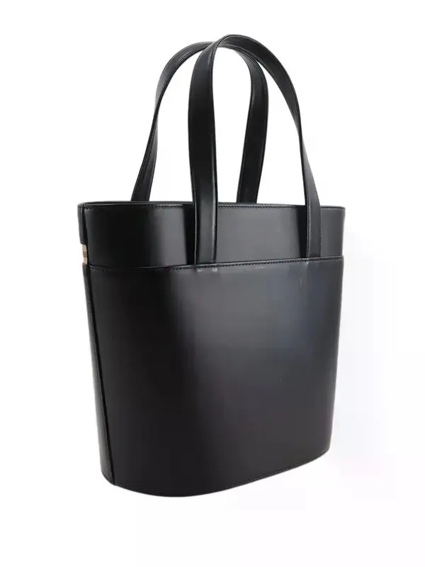 Burberry 2000-2017 House Check Canvas Trimmed Leather Handbag