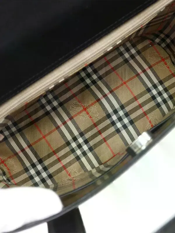 Burberry 2000-2017 House Check Canvas Trimmed Leather Handbag