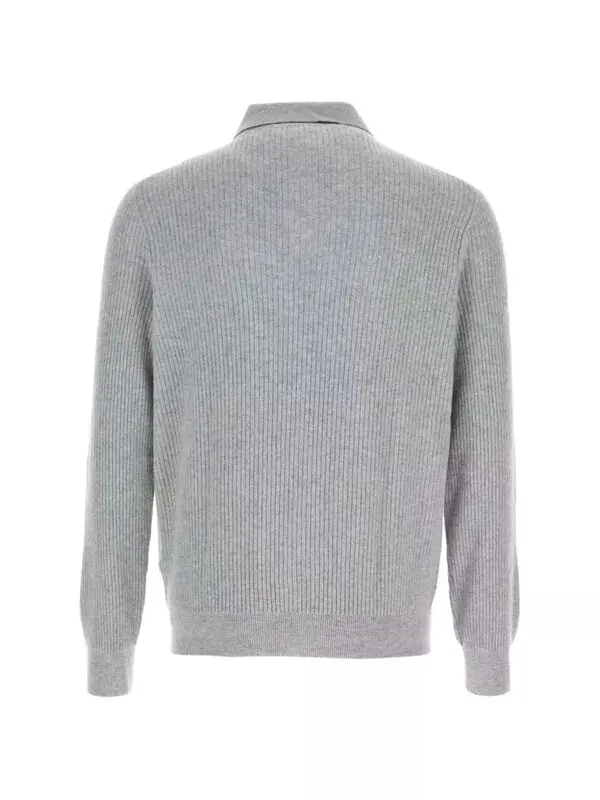 Fedeli Ribbed-knit Long-sleeve Polo Shirt