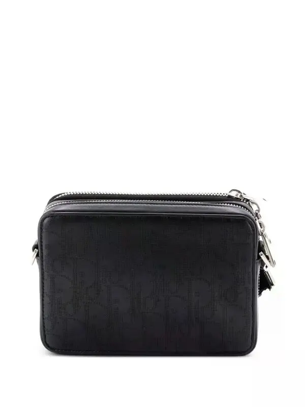 Dior Double Zip Pouch Oblique Galaxy Leather Crossbody Bag - Black