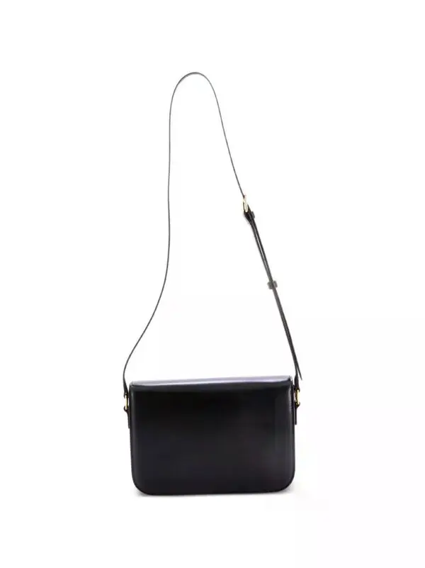 Celine Triomphe Shoulder Bag Smooth Calfskin Medium Crossbody Bag - Black