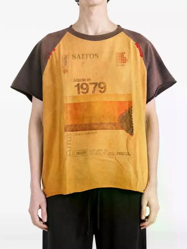 SAITOS Graphic-print Raglan-sleeve T-shirt