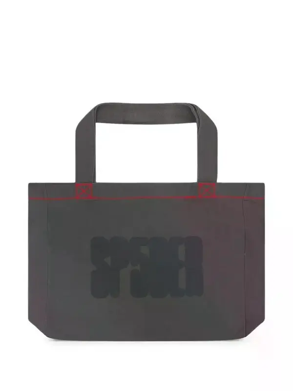 SP5DER Contrast-stitch Logo Tote Bag - Grey