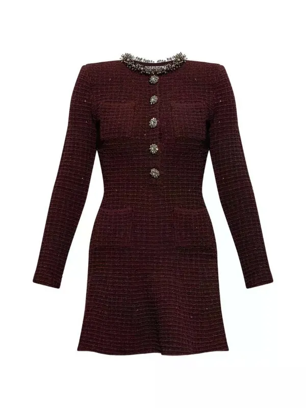 SELF-PORTRAIT Embellished Boucle Mini Dress