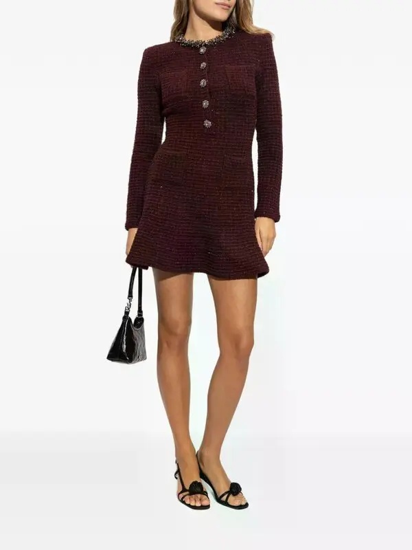 SELF-PORTRAIT Embellished Boucle Mini Dress
