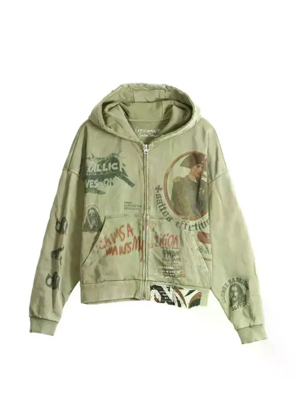SAITOS Ghost Image Distressed Zip-up Hoodie