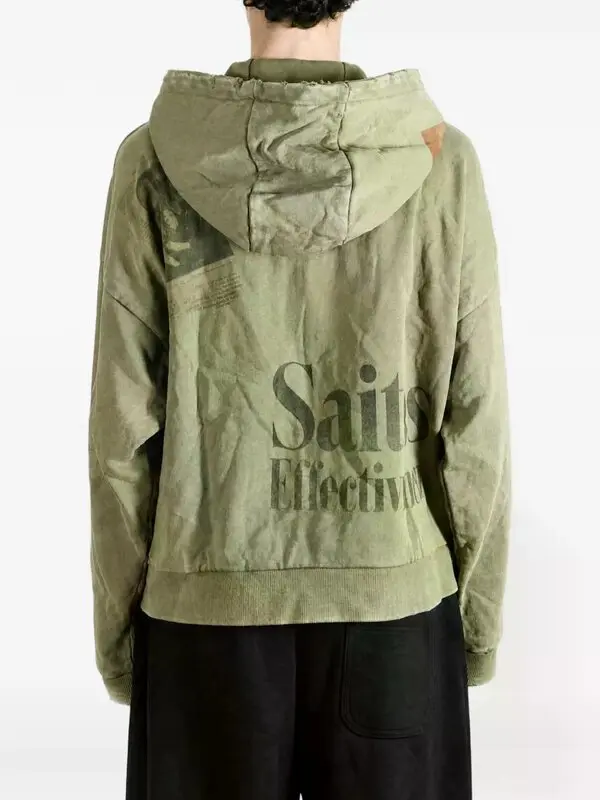 SAITOS Ghost Image Distressed Zip-up Hoodie