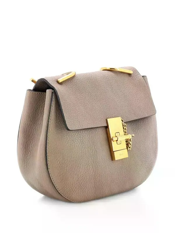 Chloé Drew Leather Small Crossbody Bag - Grey