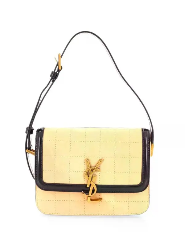 Saint Laurent Solferino Bag Quilted Suede Small Shoulder Bag - Neutrals
