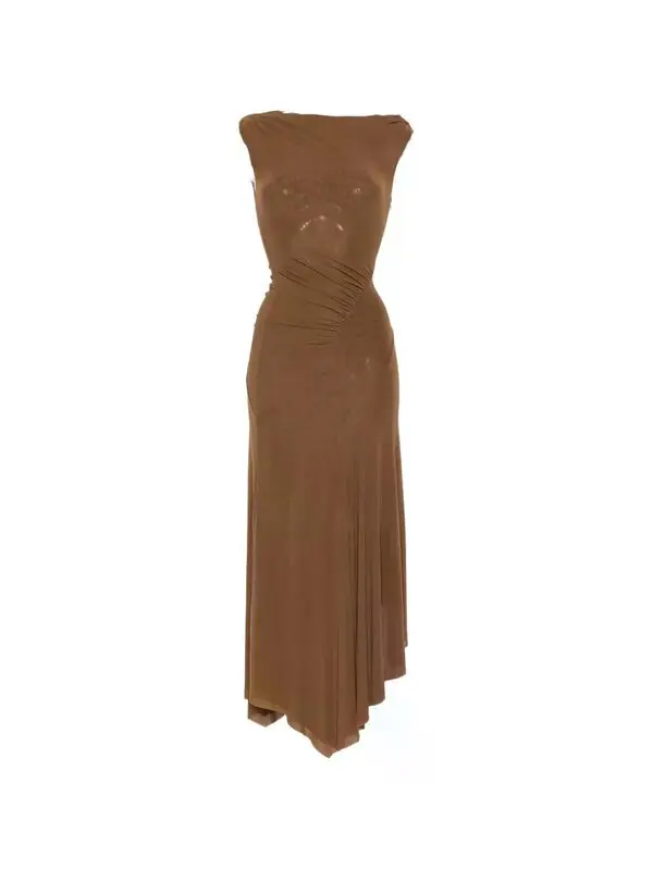 Staud Ruched Asymmetric Dress - Brown