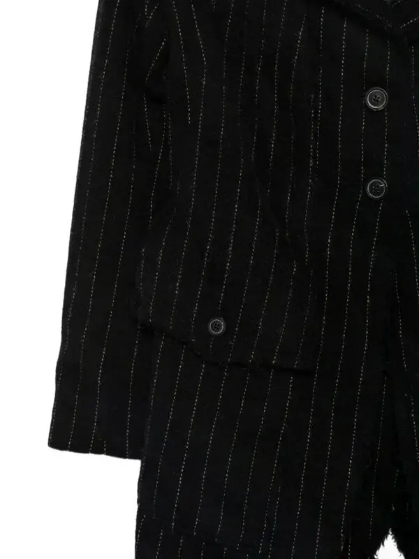 RUNDHOLZ Pinstripe-pattern Raw-edge Coat