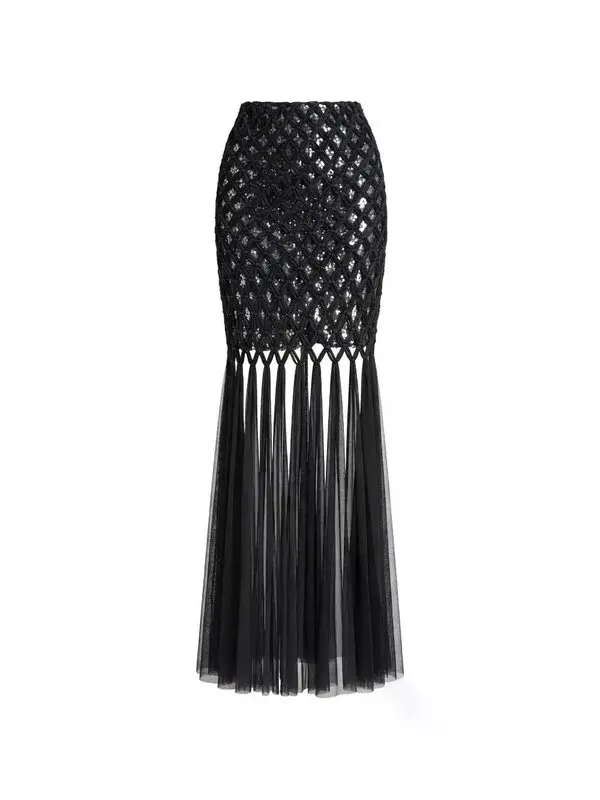 GEMY MAALOUF Sequin-embellished Crochet-tulle Skirt