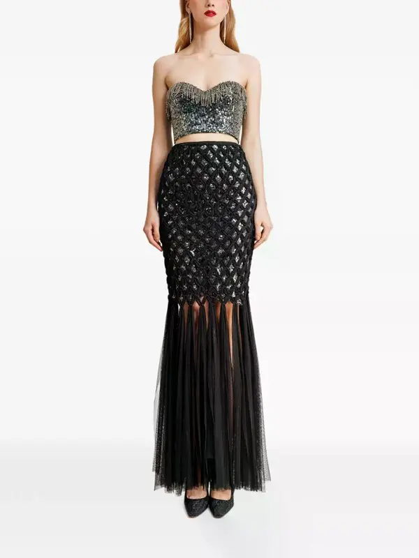 GEMY MAALOUF Sequin-embellished Crochet-tulle Skirt