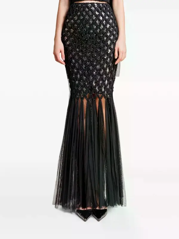 GEMY MAALOUF Sequin-embellished Crochet-tulle Skirt