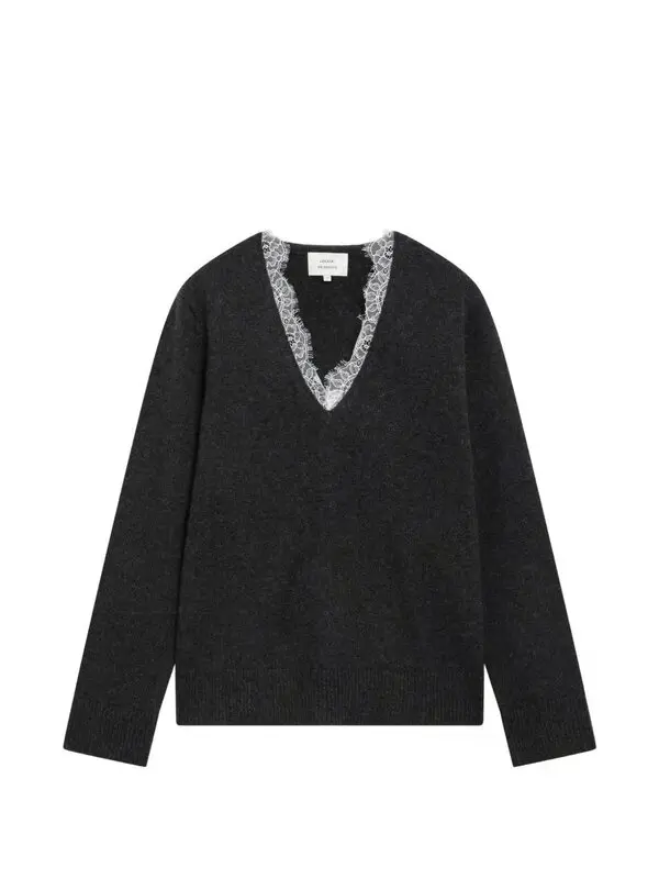 Loulou De Saison Layla Lace-trim V-neck Sweater