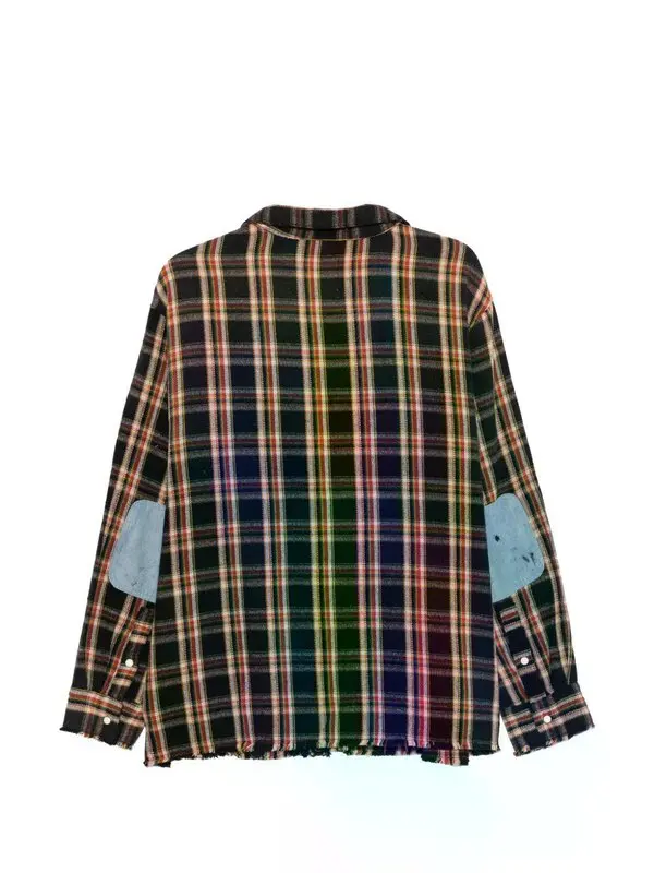 FOUND Check-print Denim-patch Shirt