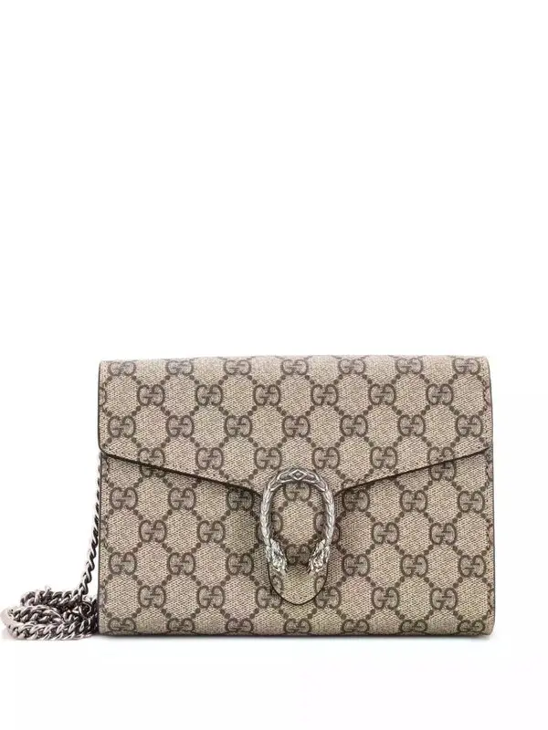 Gucci Dionysus Chain Wallet Gg Coated Canvas Small Crossbody Bag - Brown
