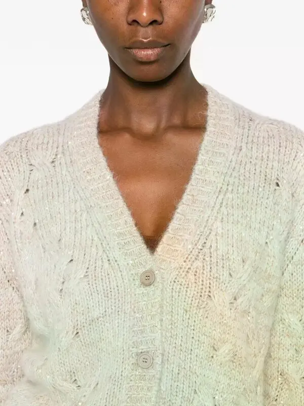 Fabiana Filippi Cable-knit Sequin-embellished Cardigan