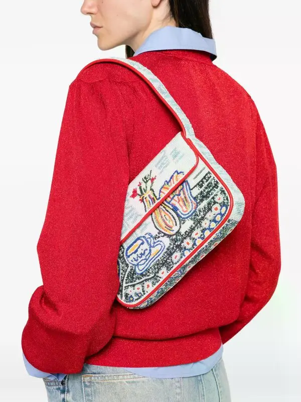 Staud Tommy Bead-embellished Shoulder Bag - White