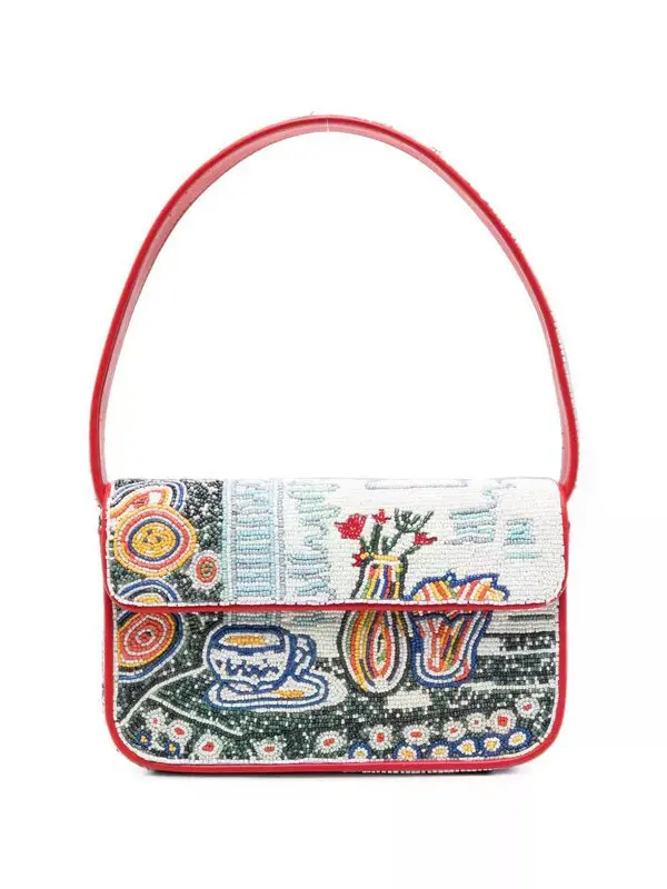 Staud Tommy Bead-embellished Shoulder Bag - White