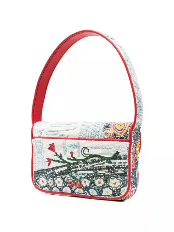 Staud Tommy Bead-embellished Shoulder Bag - White