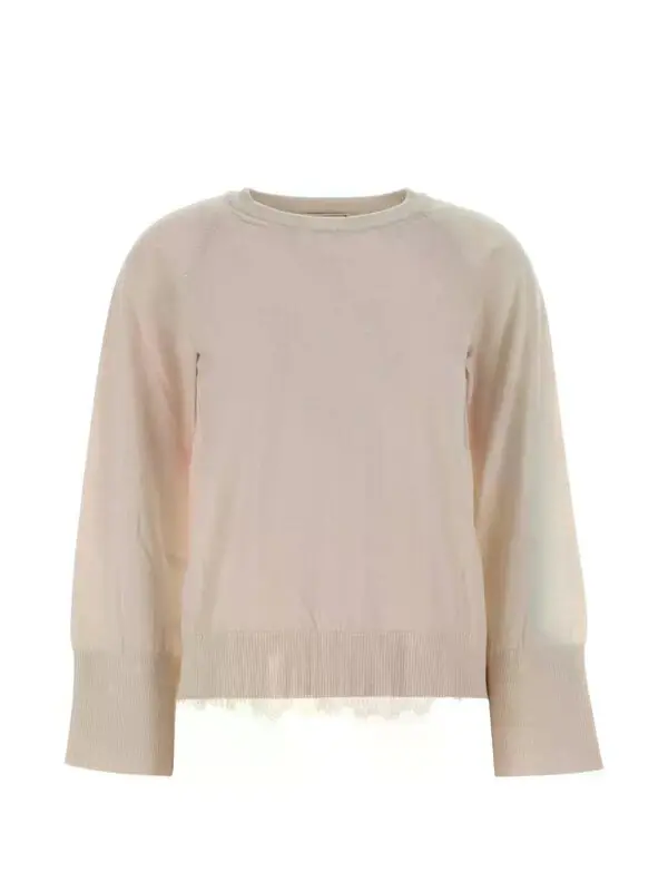 Blumarine Lace-trim Long-sleeve Sweater