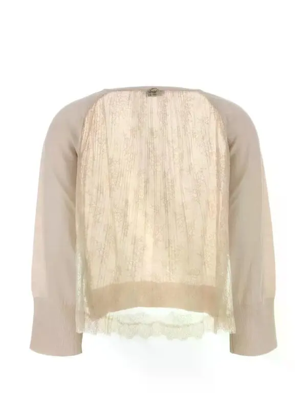 Blumarine Lace-trim Long-sleeve Sweater