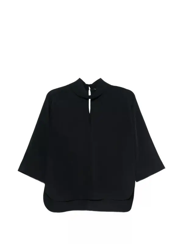 LUISA CERANO Keyhole-detail Curved-hem Blouse
