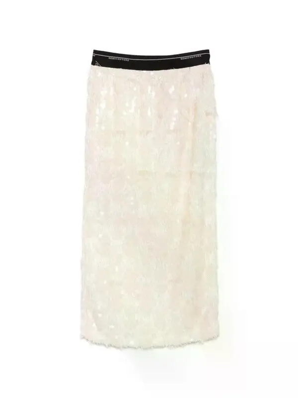 SEMICOUTURE Midi Sequin-embellished Fringed Skirt