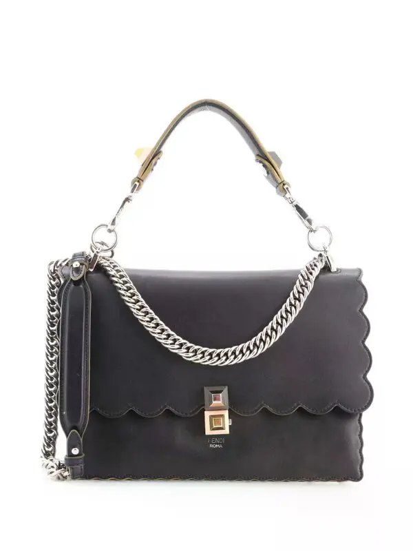 Fendi Kan I Bag Leather Medium Shoulder Bag - Black