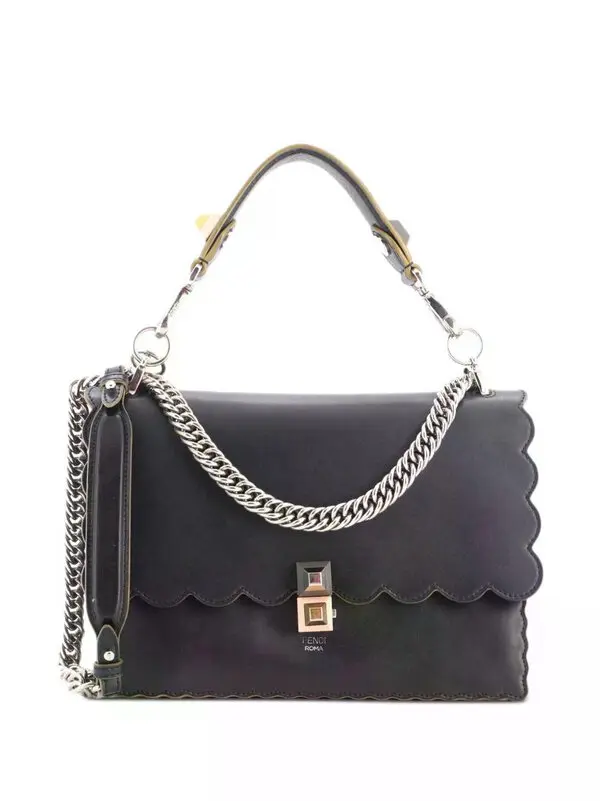 Fendi Kan I Bag Leather Medium Shoulder Bag - Black