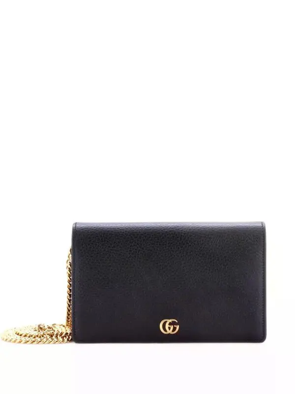 Gucci Petite Gg Marmont Chain Wallet Leather Mini Crossbody Bag - Black