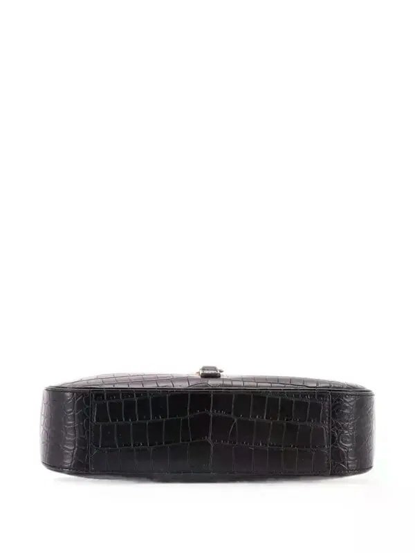 Saint Laurent Le 5 A 7 Crocodile Embossed Leather Small Hobo Bag