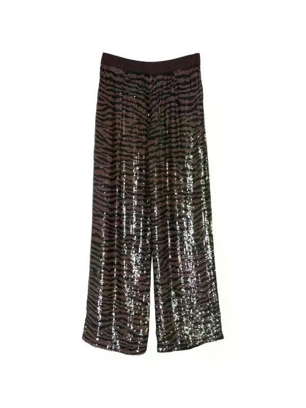 P.a.r.o.s.h Rebra Sequin-embellished Zebra-print Trousers - Brown