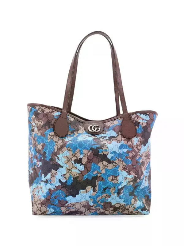 Gucci Ophidia Gg Open Gg Camouflage Coated Canvas Large Tote Bag