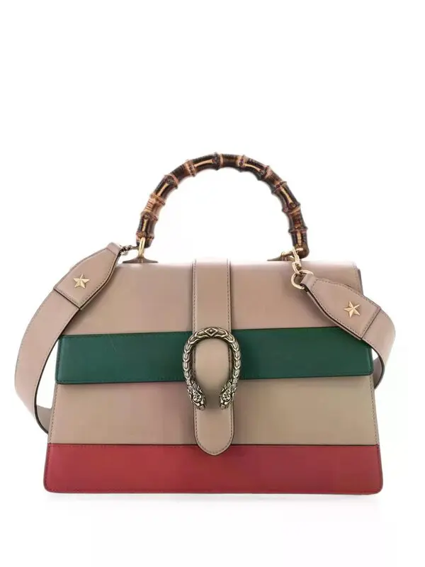Gucci Dionysus Bamboo Top Handle Bag Colorblock Leather Large Satchel