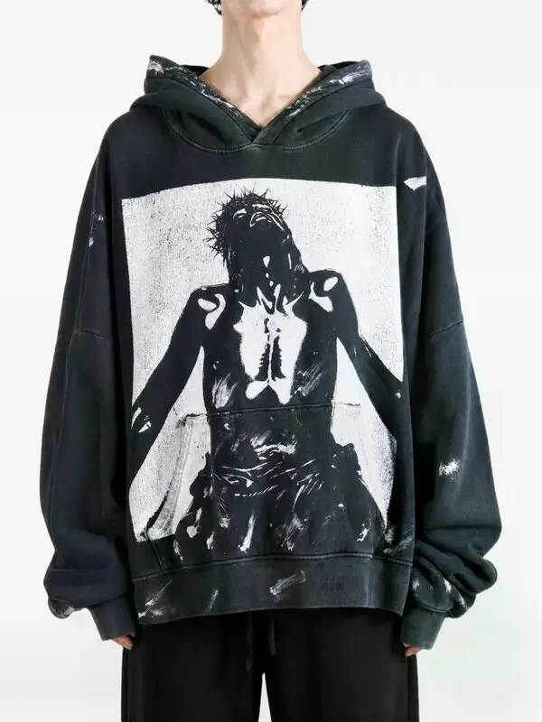 HELLSTAR Reverse Mercy Graphic-print Distressed Hoodie