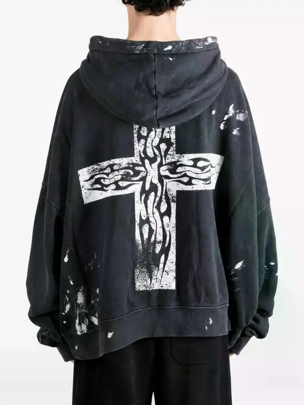 HELLSTAR Reverse Mercy Graphic-print Distressed Hoodie