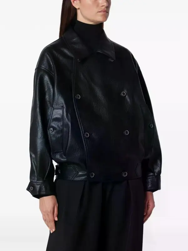 Source Unknown Double-breasted Faux-leather Jacket