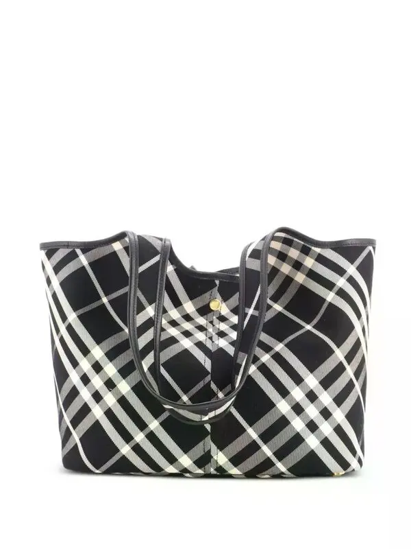 Burberry East-west Vintage Check Canvas Small Tote Bag - Black