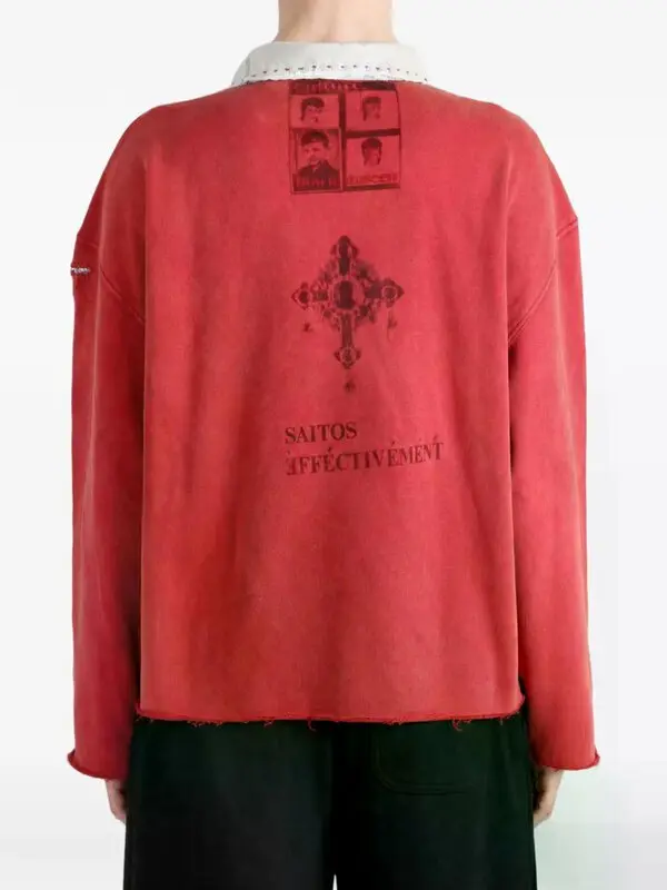 SAITOS Starman Quarter-zip Distressed Polo Shirt